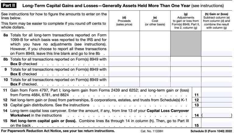 IRS Schedule D Instructions - Capital Gains And Losses
