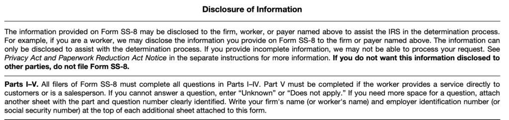 IRS Form SS-8 Instructions - IRS Determination of Worker Status
