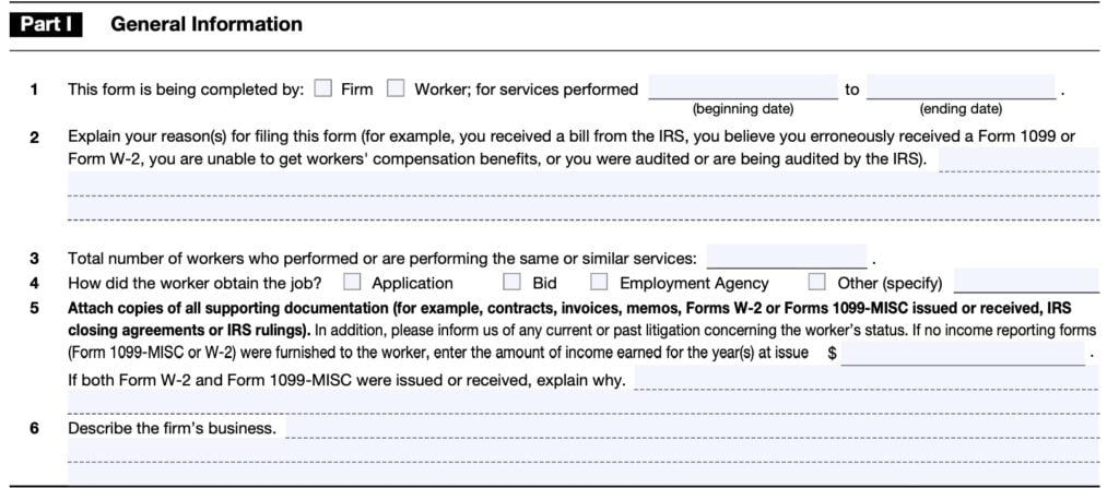 IRS Form SS-8 Instructions - IRS Determination of Worker Status
