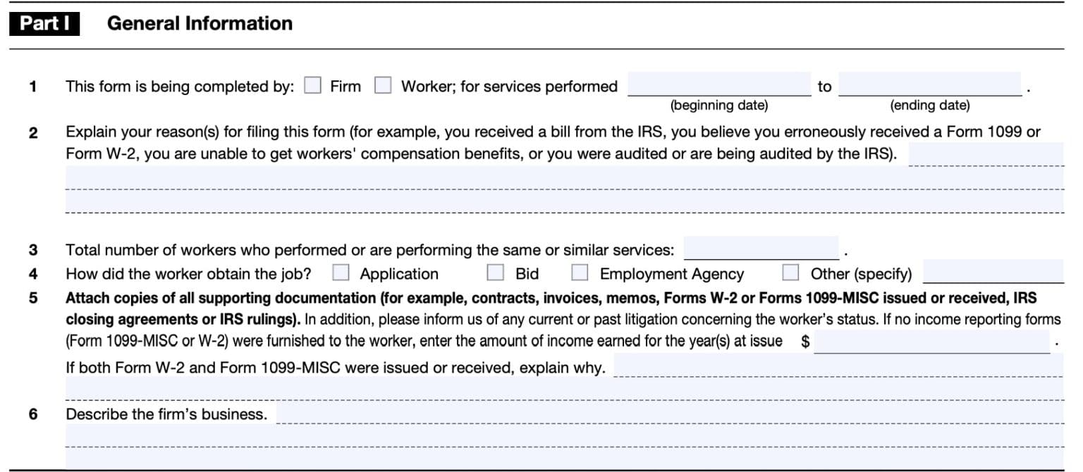 IRS Form SS-8 Instructions - IRS Determination of Worker Status