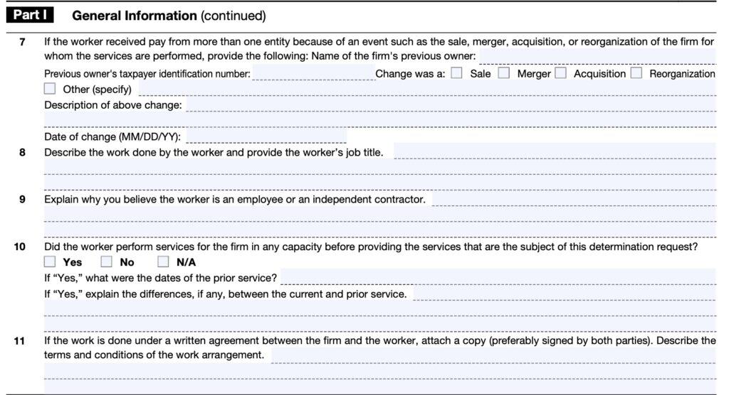 IRS Form SS-8 Instructions - IRS Determination of Worker Status