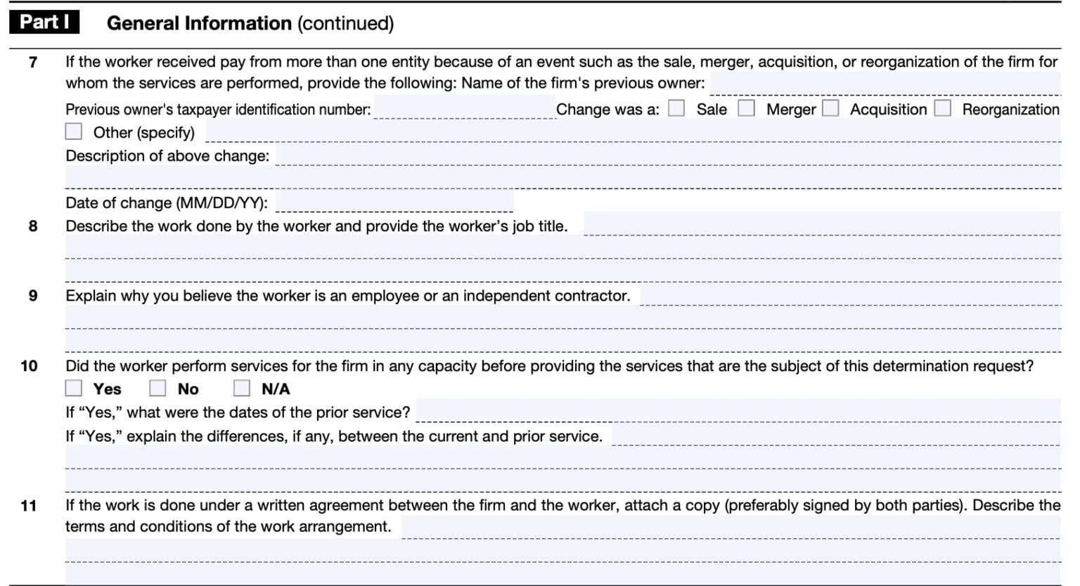 IRS Form SS-8 Instructions - IRS Determination of Worker Status