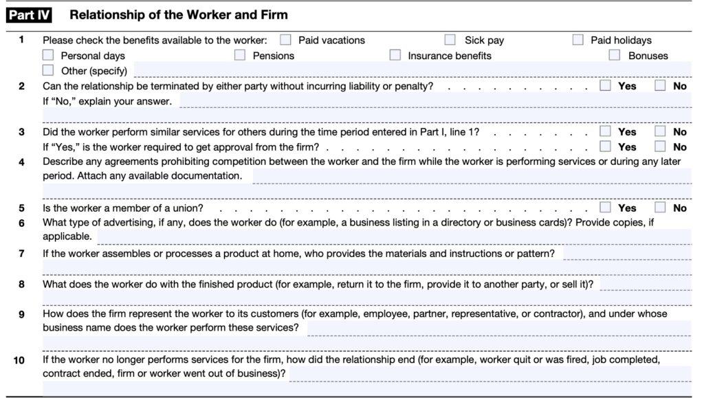 IRS Form SS-8 Instructions - IRS Determination of Worker Status