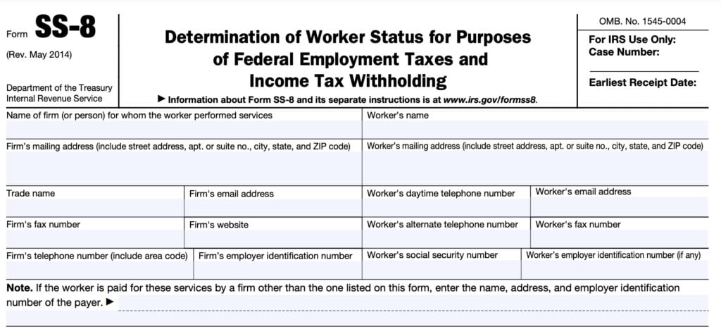 IRS Form SS-8 Instructions - IRS Determination of Worker Status