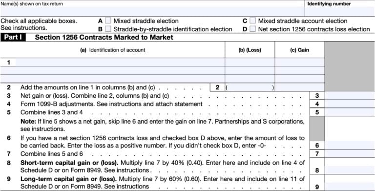 IRS Form 6781 Instructions - Section 1256 Contracts & Straddles