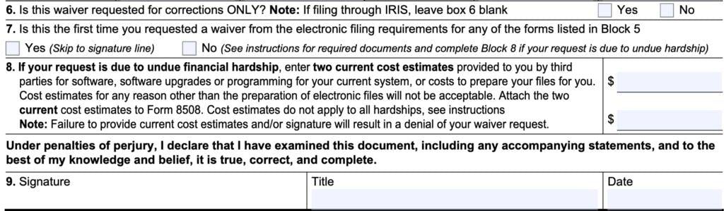 IRS Form 8508 Instructions - Waiver for Information Returns