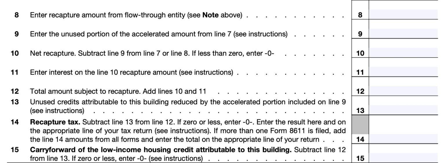 IRS Form 8611 Instructions -Low-Income Housing Credit Recapture