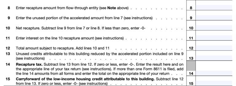 IRS Form 8611 Instructions -Low-Income Housing Credit Recapture
