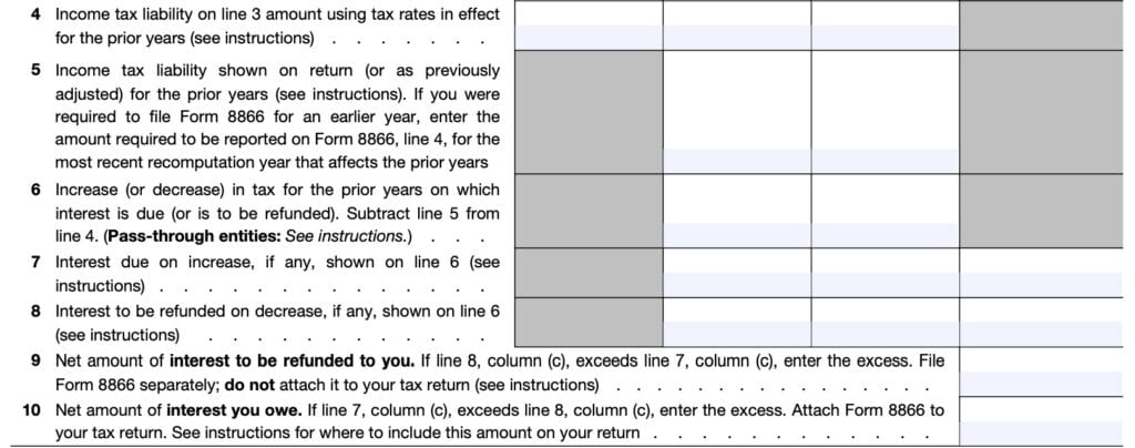 IRS Form 8866 Instructions - Interest Under the Look-Back Method