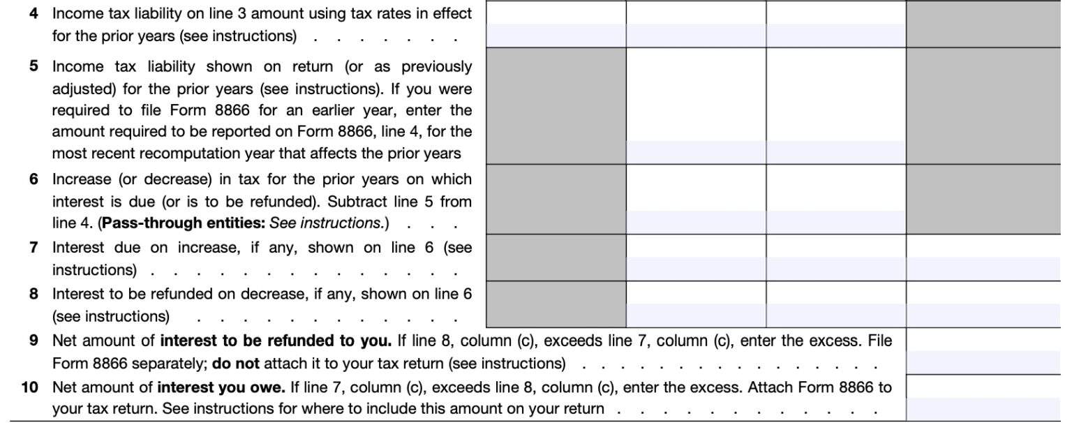 IRS Form 8866 Instructions - Interest Under the Look-Back Method