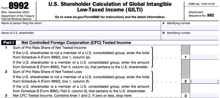 IRS Form 8992 Instructions - Calculating GILTI