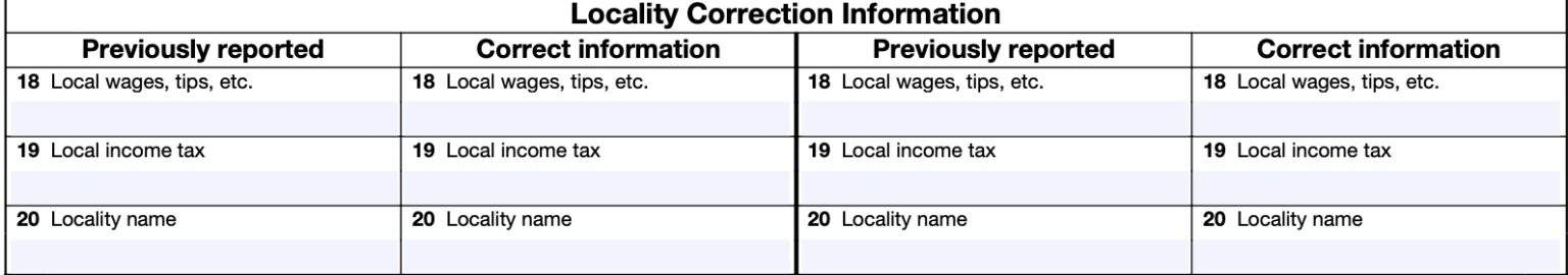 IRS Form W-2c Instructions - Corrected Wage and Tax Statement