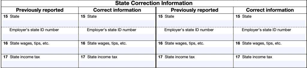 IRS Form W-2c Instructions - Corrected Wage and Tax Statement