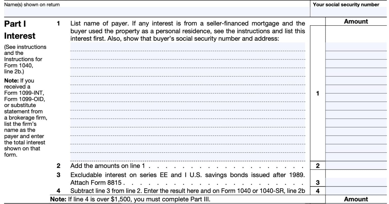 IRS Schedule B Instructions - Interest and Ordinary Dividends