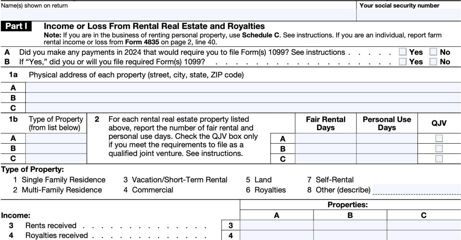 IRS Schedule E Instructions - Supplemental Income and Loss