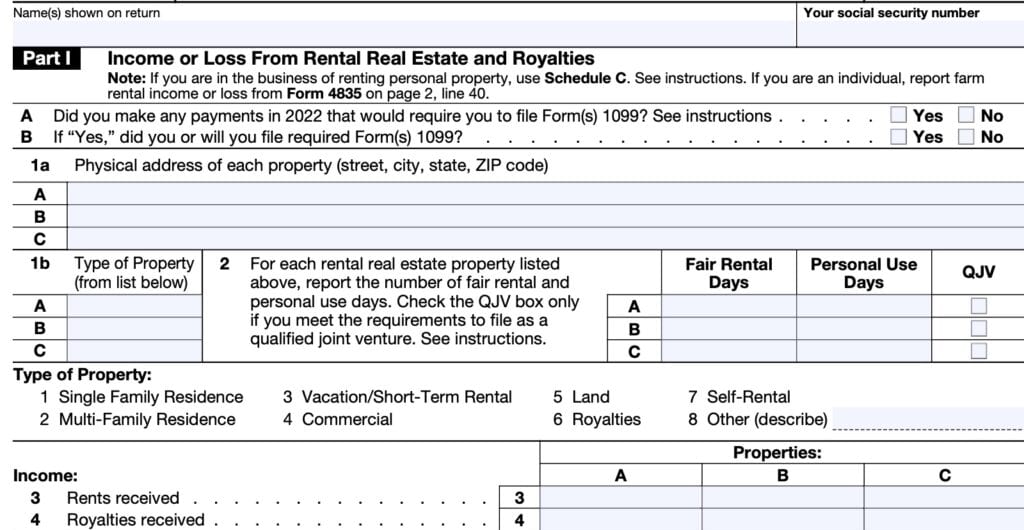 IRS Schedule E Instructions - Supplemental Income and Loss
