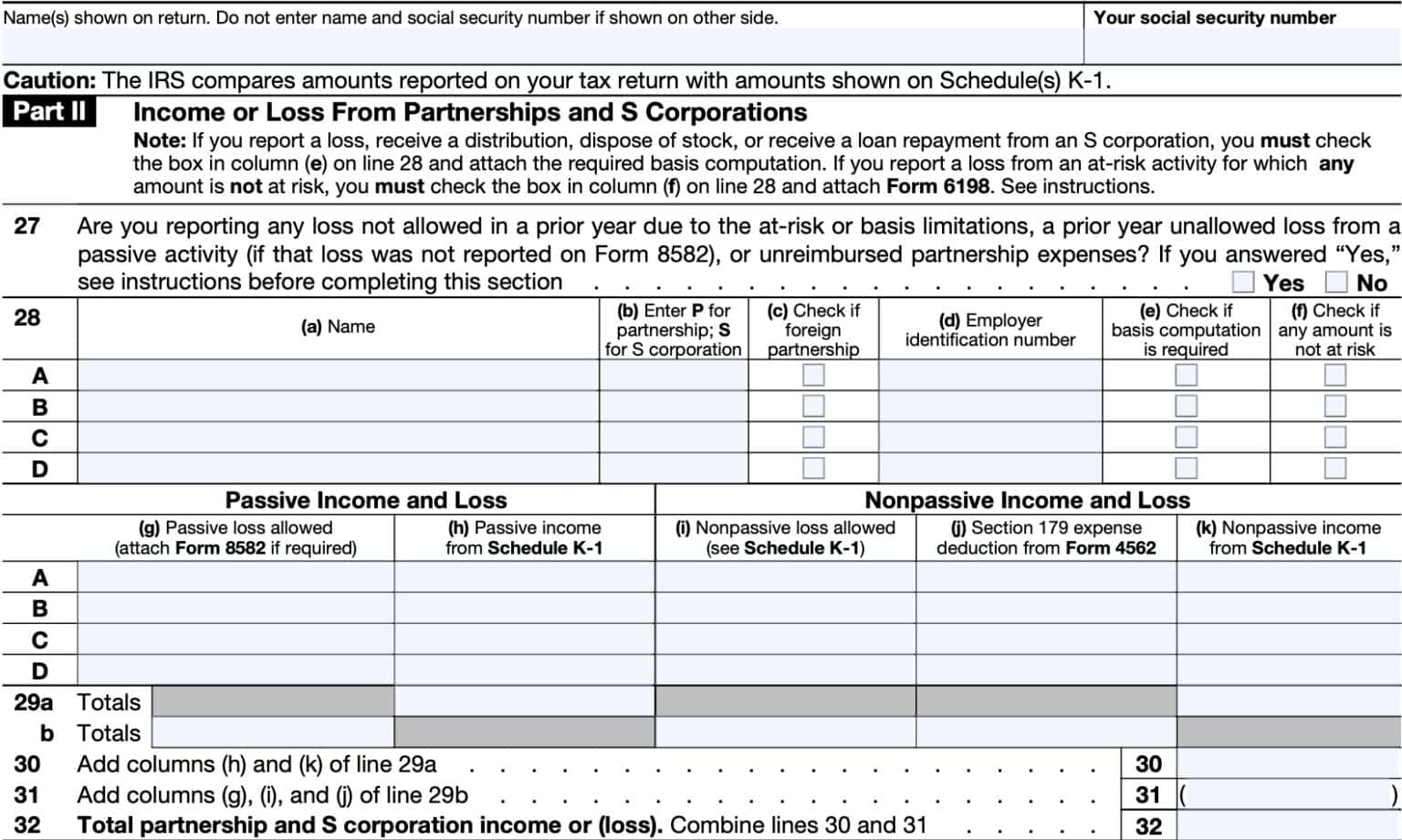 IRS Schedule E Instructions - Supplemental Income and Loss