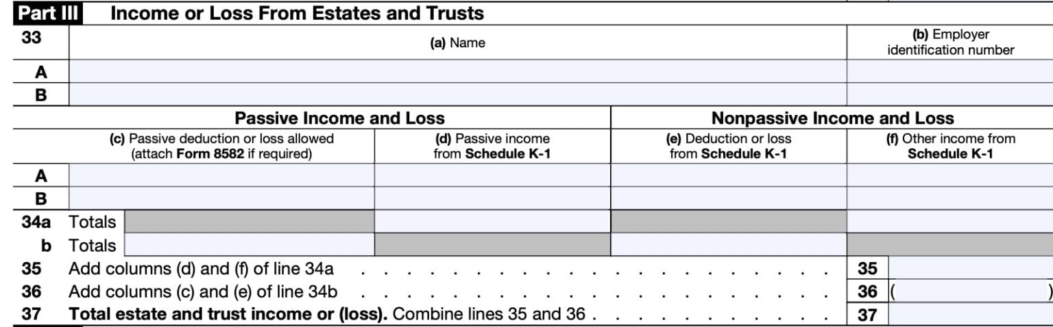 IRS Schedule E Instructions - Supplemental Income and Loss