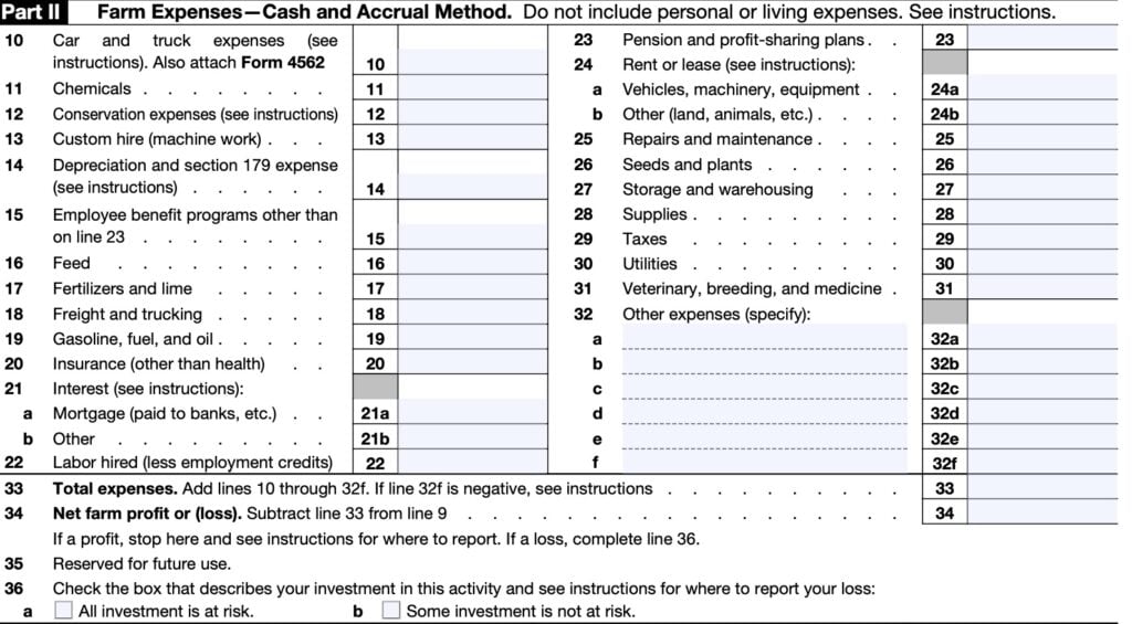 IRS Schedule F Instructions - Reporting Farming Profit or Loss