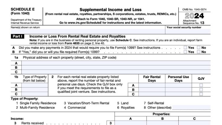 IRS Form 8825 Instructions: Partnership & S-Corp Rental Income