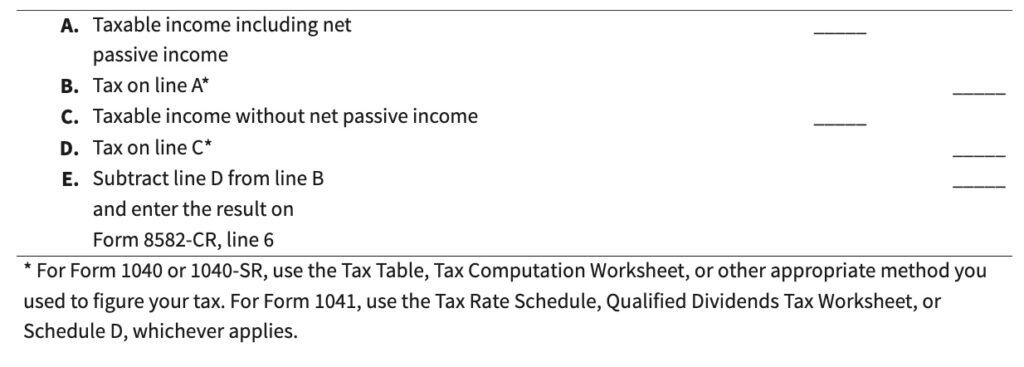 IRS Form 8582-CR Instructions - Passive Activity Credit Limits