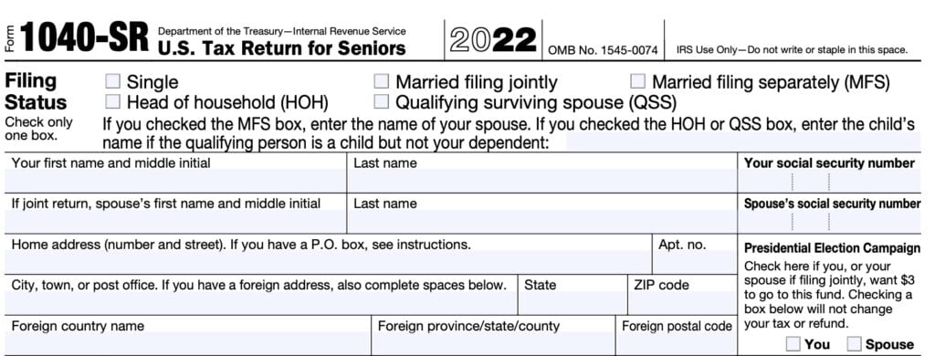 IRS Form 1040-SR Instructions - Tax Return For Seniors