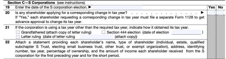 IRS Form 1128 Instructions - Changes to Tax Year
