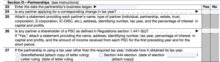 IRS Form 1128 Instructions - Changes to Tax Year