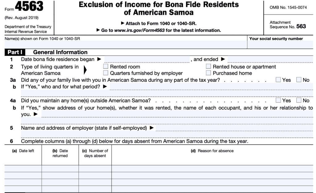IRS Form 4563 Instructions