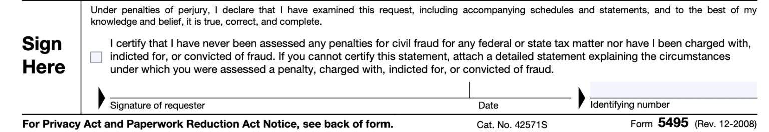 IRS Form 5495 Instructions - Request For Discharge of Tax Liability