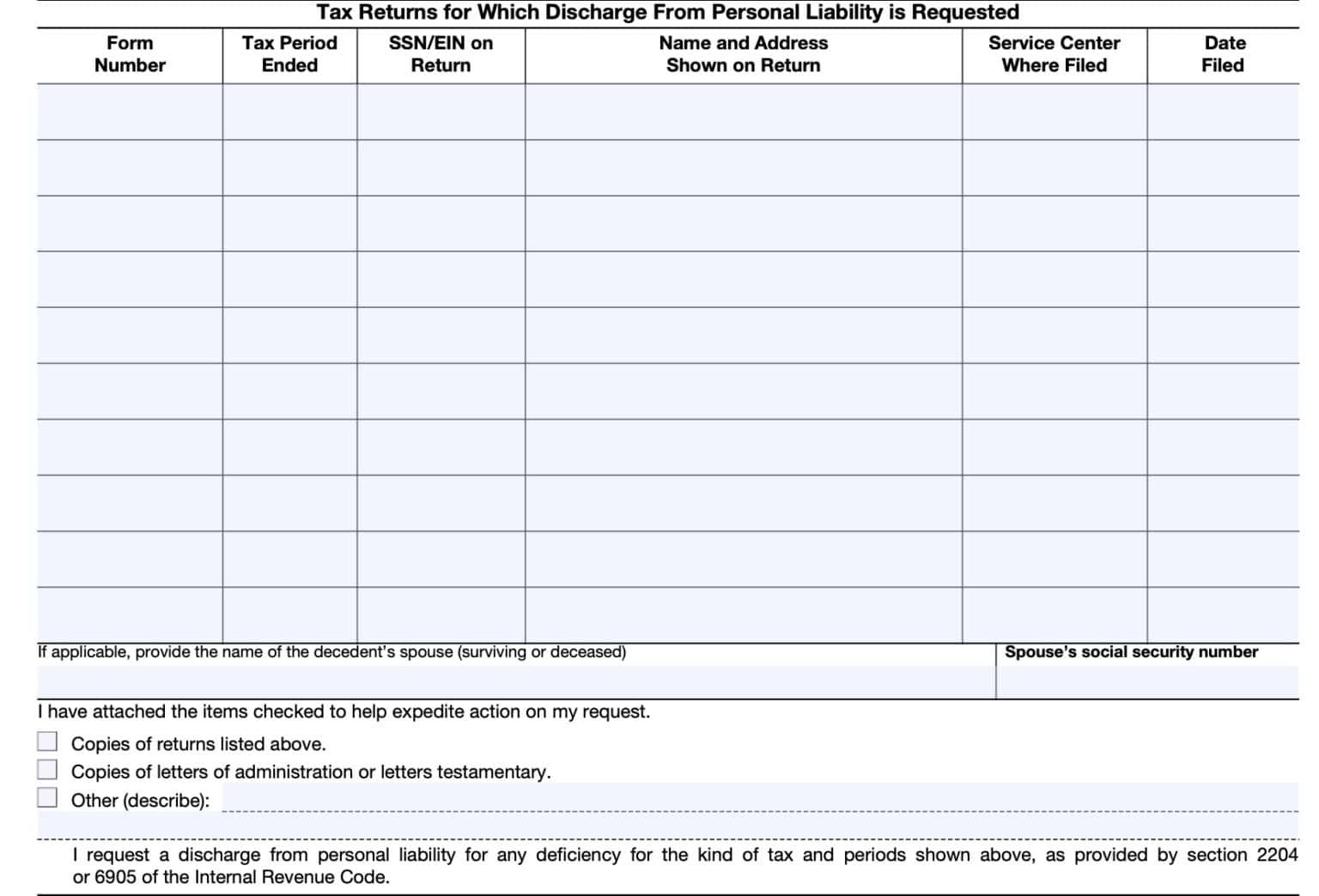IRS Form 5495 Instructions - Request For Discharge of Tax Liability