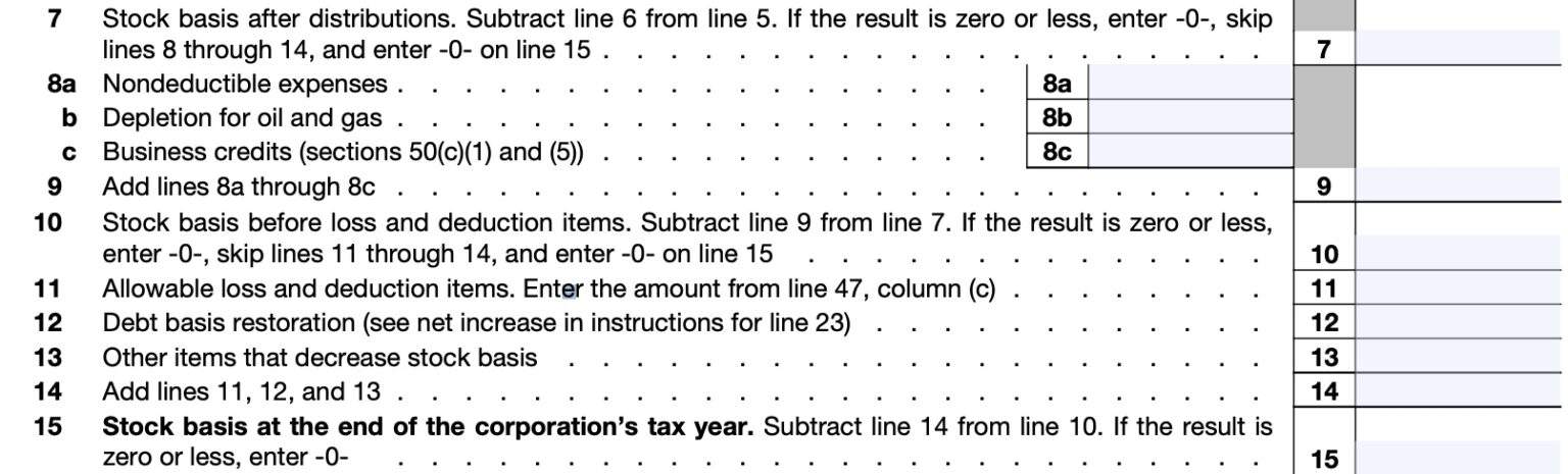 IRS Form 7203 Instructions - S Corporation Stock & Debt Basis