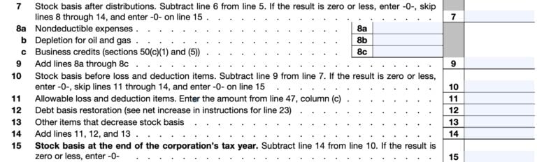 IRS Form 7203 Instructions - S Corporation Stock & Debt Basis