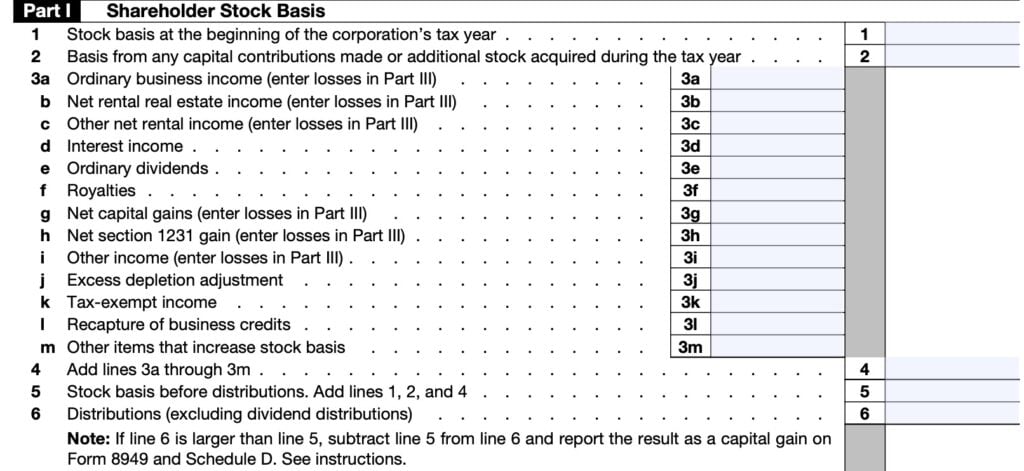 IRS Form 7203 Instructions - S Corporation Stock & Debt Basis
