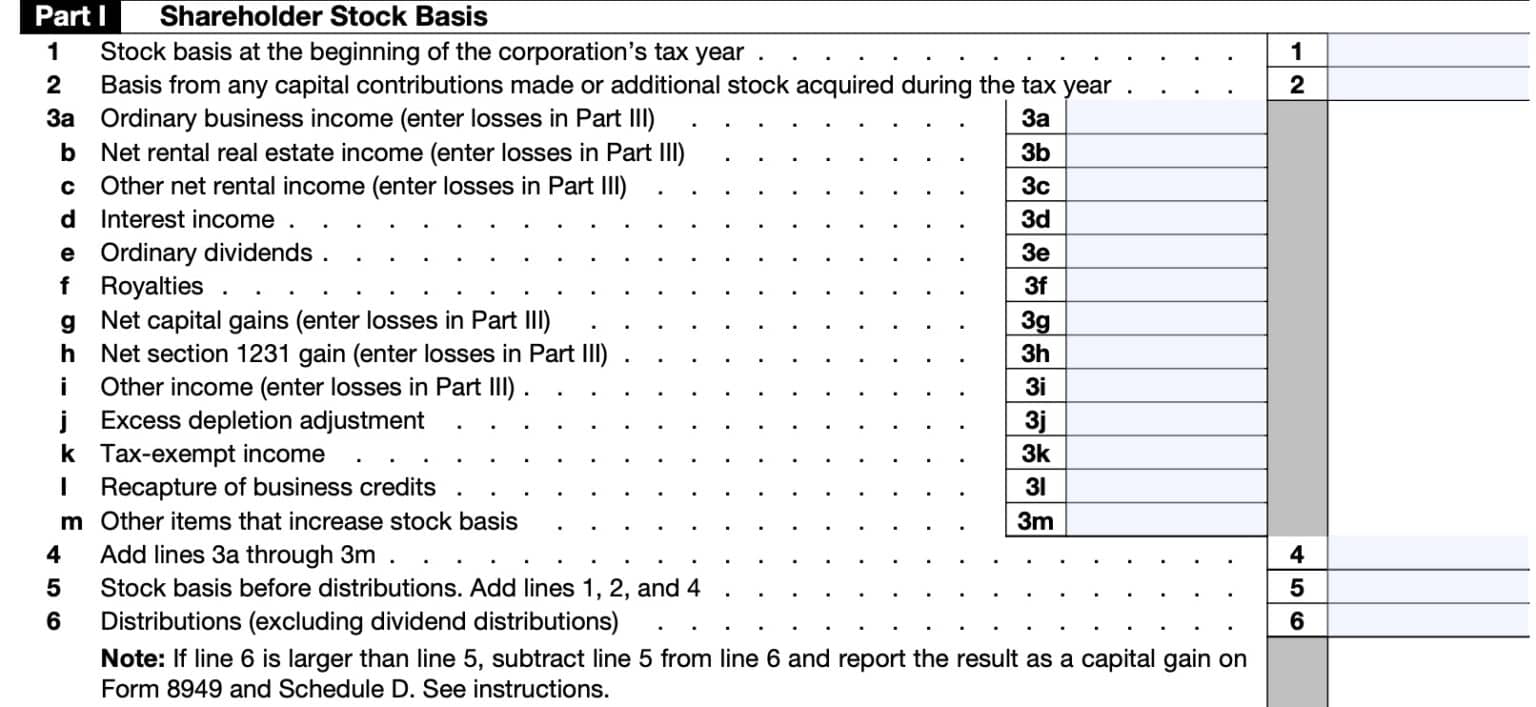 IRS Form 7203 Instructions - S Corporation Stock & Debt Basis