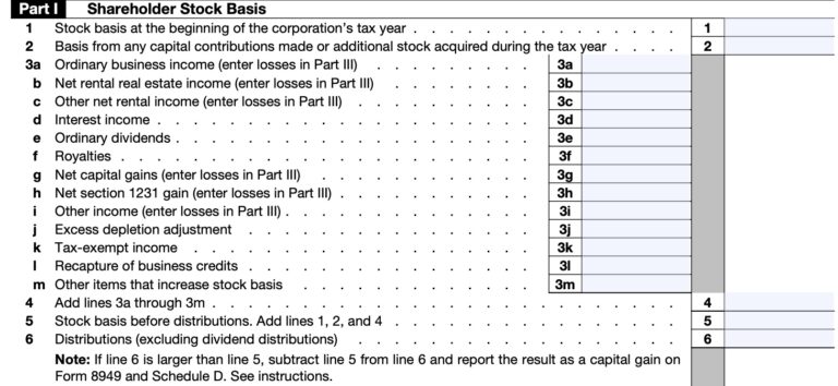 IRS Form 7203 Instructions - S Corporation Stock & Debt Basis