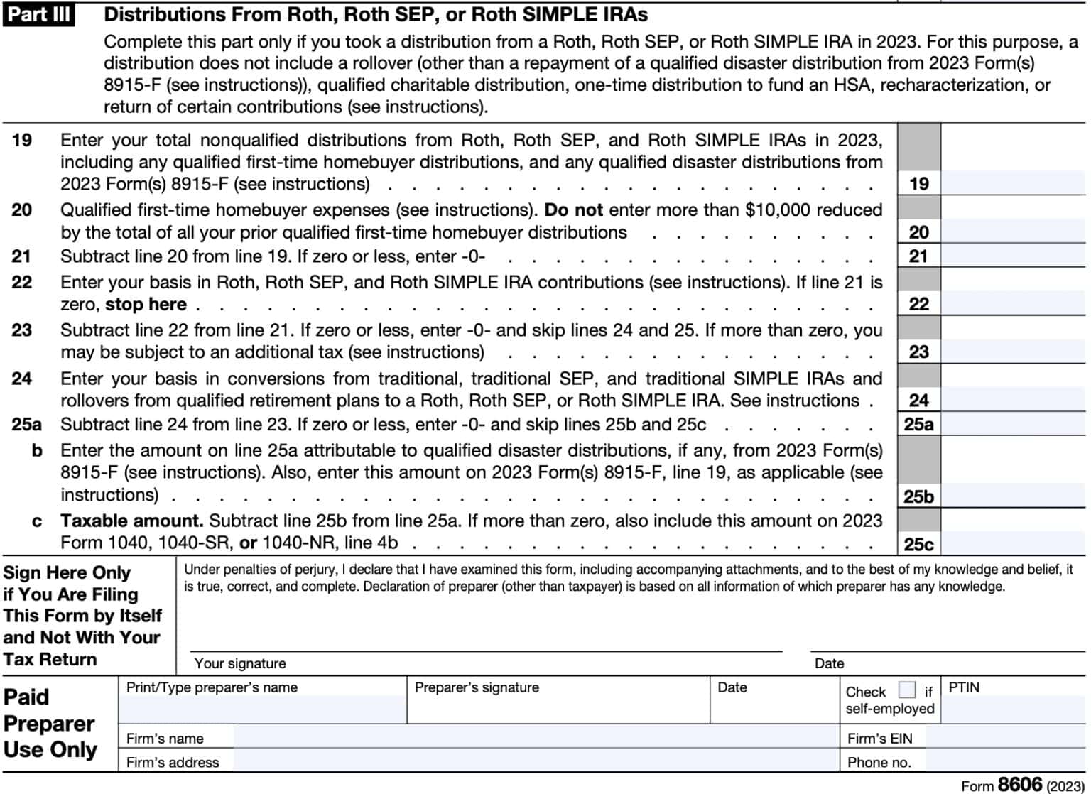 IRS Form 8606 Instructions - A Guide to Nondeductible IRAs