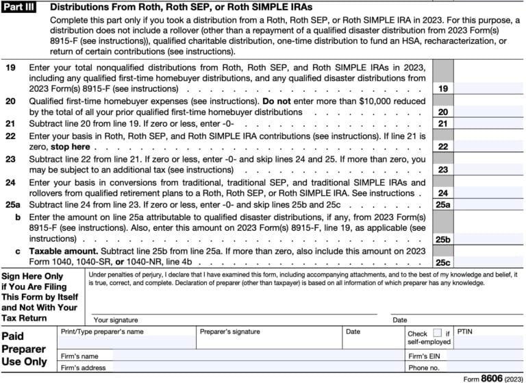 IRS Form 8606 Instructions - A Guide to Nondeductible IRAs