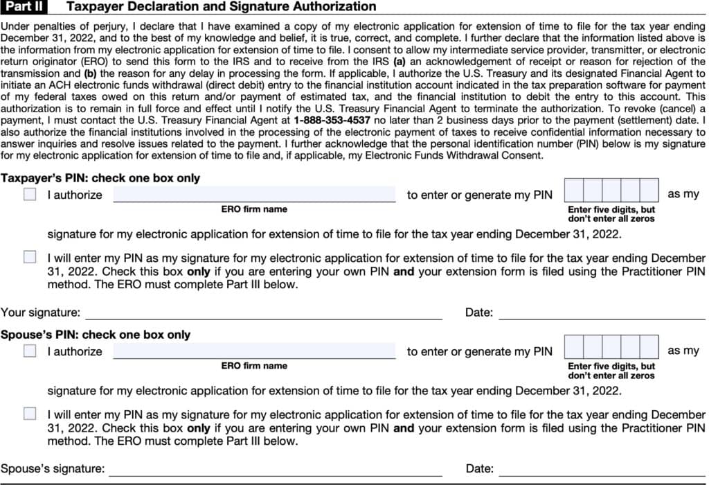 IRS Form 8878 Instructions - eFile Authorization for Tax Extensions