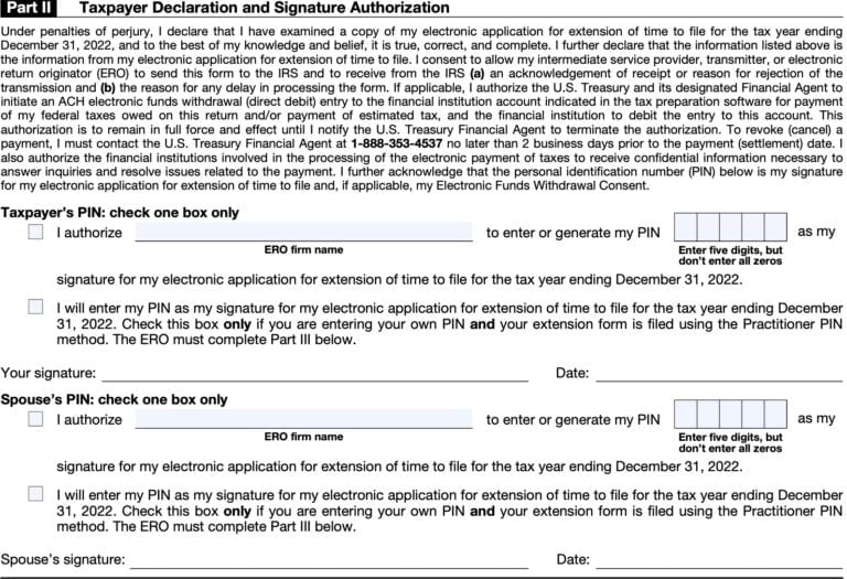 IRS Form 8878 Instructions - eFile Authorization for Tax Extensions