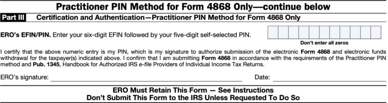 IRS Form 8878 Instructions - eFile Authorization for Tax Extensions