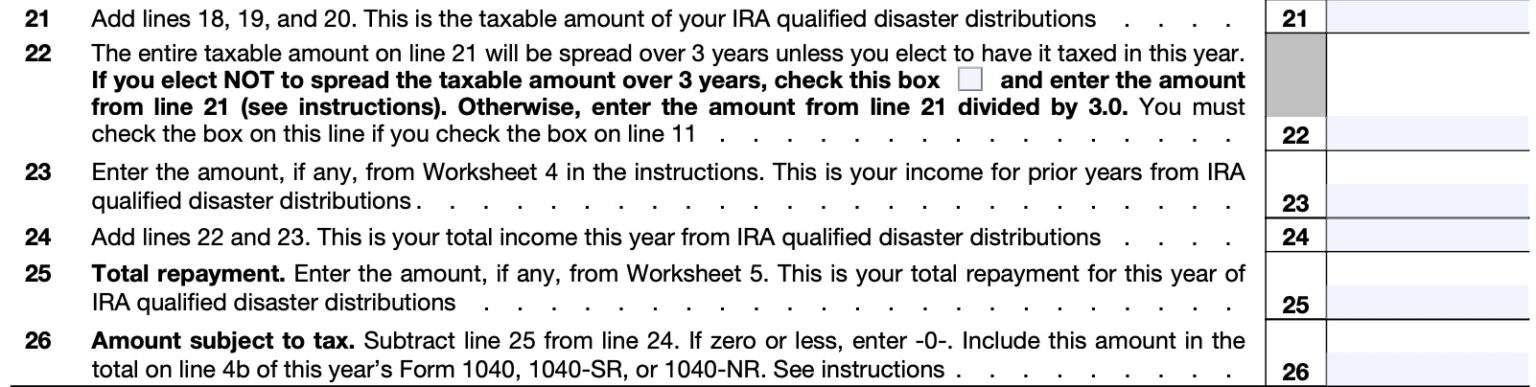IRS Form 8915-F Instructions - Qualified Disaster Distributions