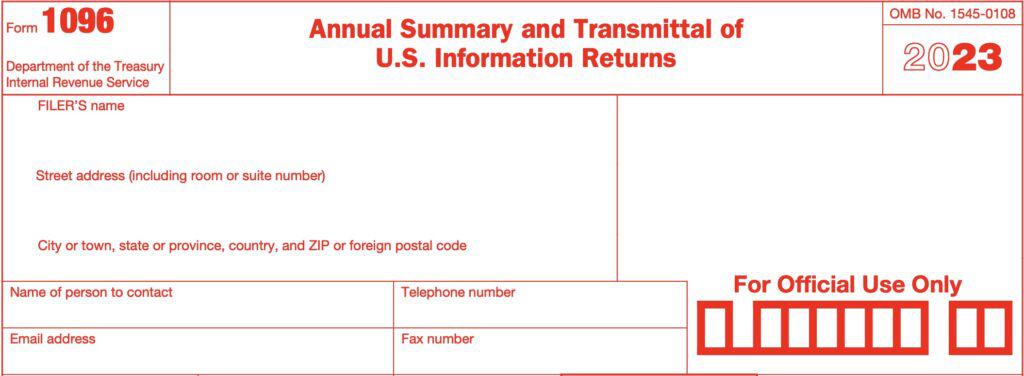 IRS Form 1096 Instructions - Information Return Transmittal