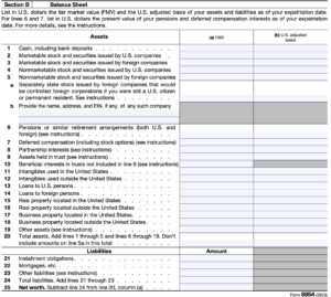 IRS Form 8854 Instructions