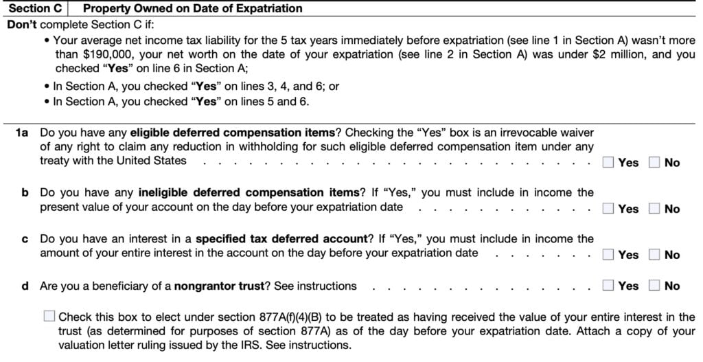 IRS Form 8854 Instructions