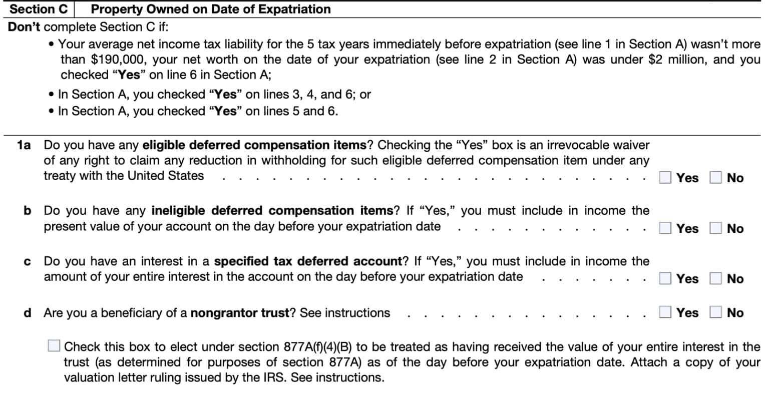IRS Form 8854 Instructions