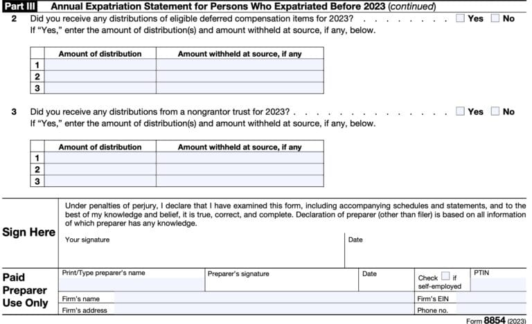 IRS Form 8854 Instructions
