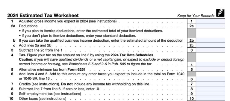 IRS Form 1040-ES Instructions - Estimated Tax Payments