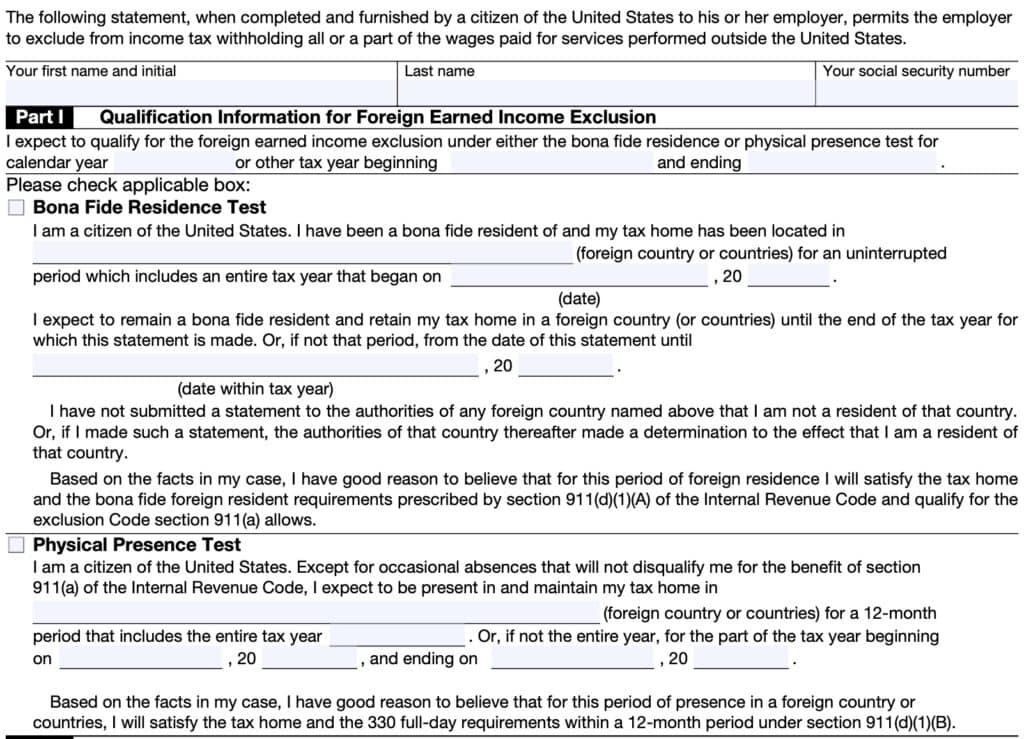 IRS Form 673 Instructions: Foreign Income Withholding Exemption