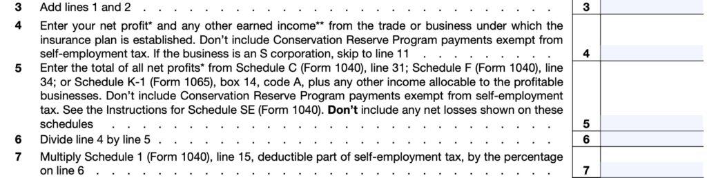IRS Form 7206 Instructions - Self-Employed Health Insurance